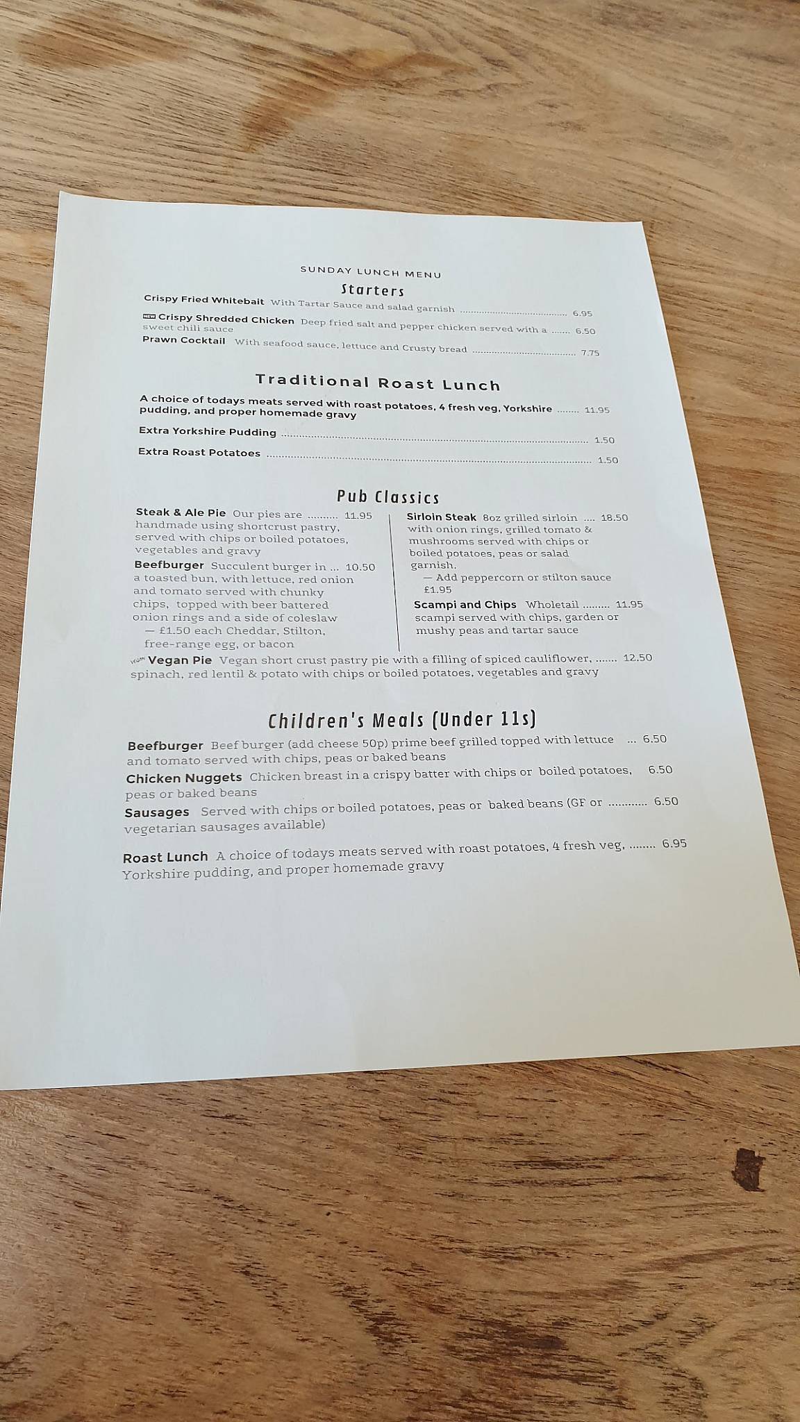 Menu at West Norfolk pub & bar, Heacham