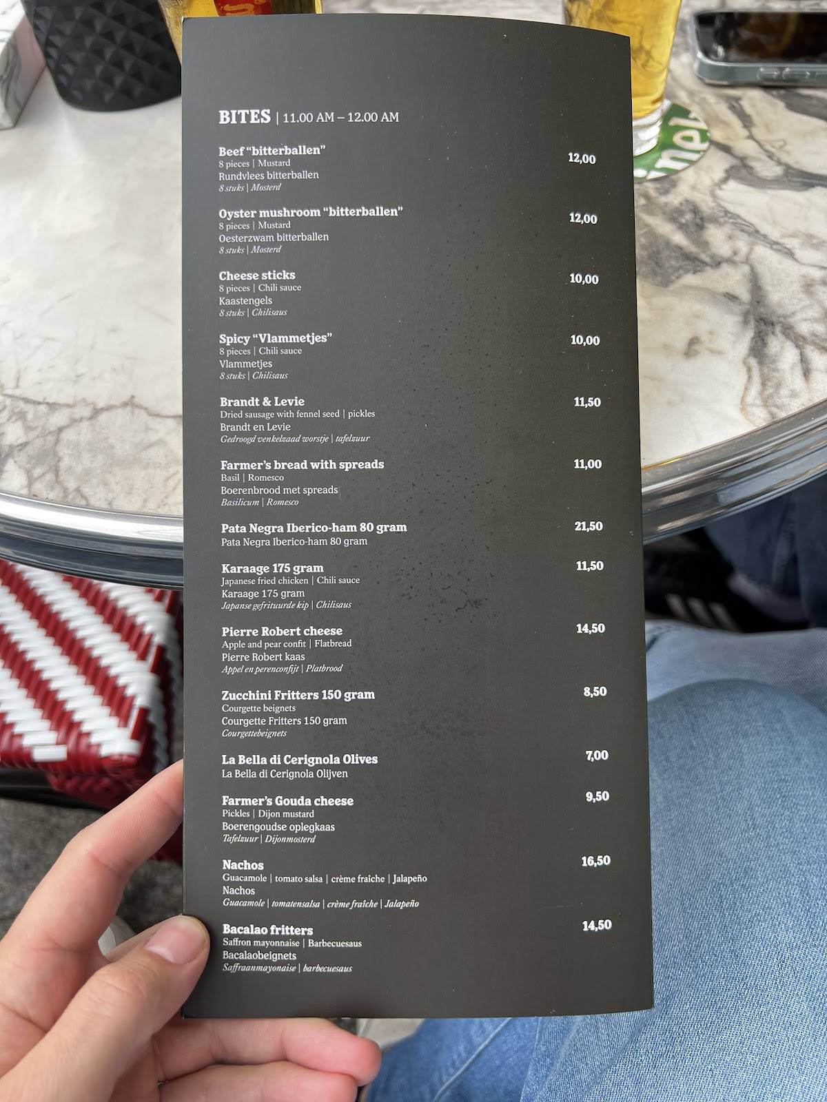 Speisekarte von Heineken Hoek Grand Café, Amsterdam