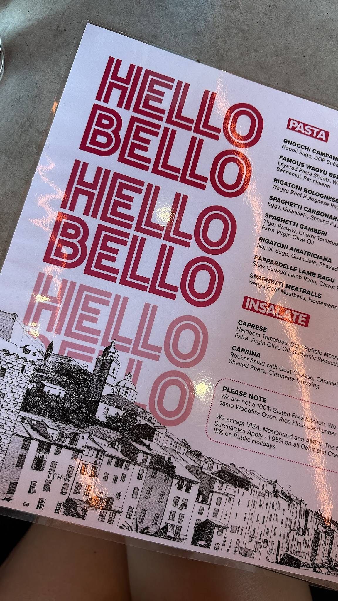 Carta del restaurante Hello Bello Pizza, Black Rock