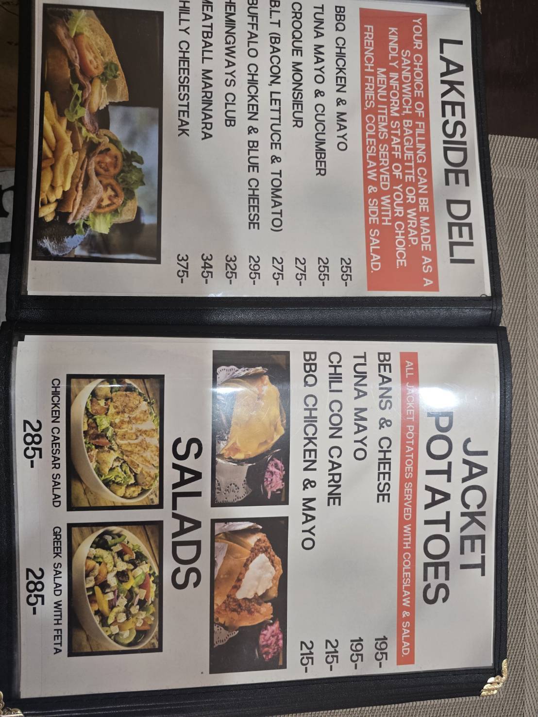 Menu at Hemingways (Lakeside) Restaurant & Bar, Pattaya City