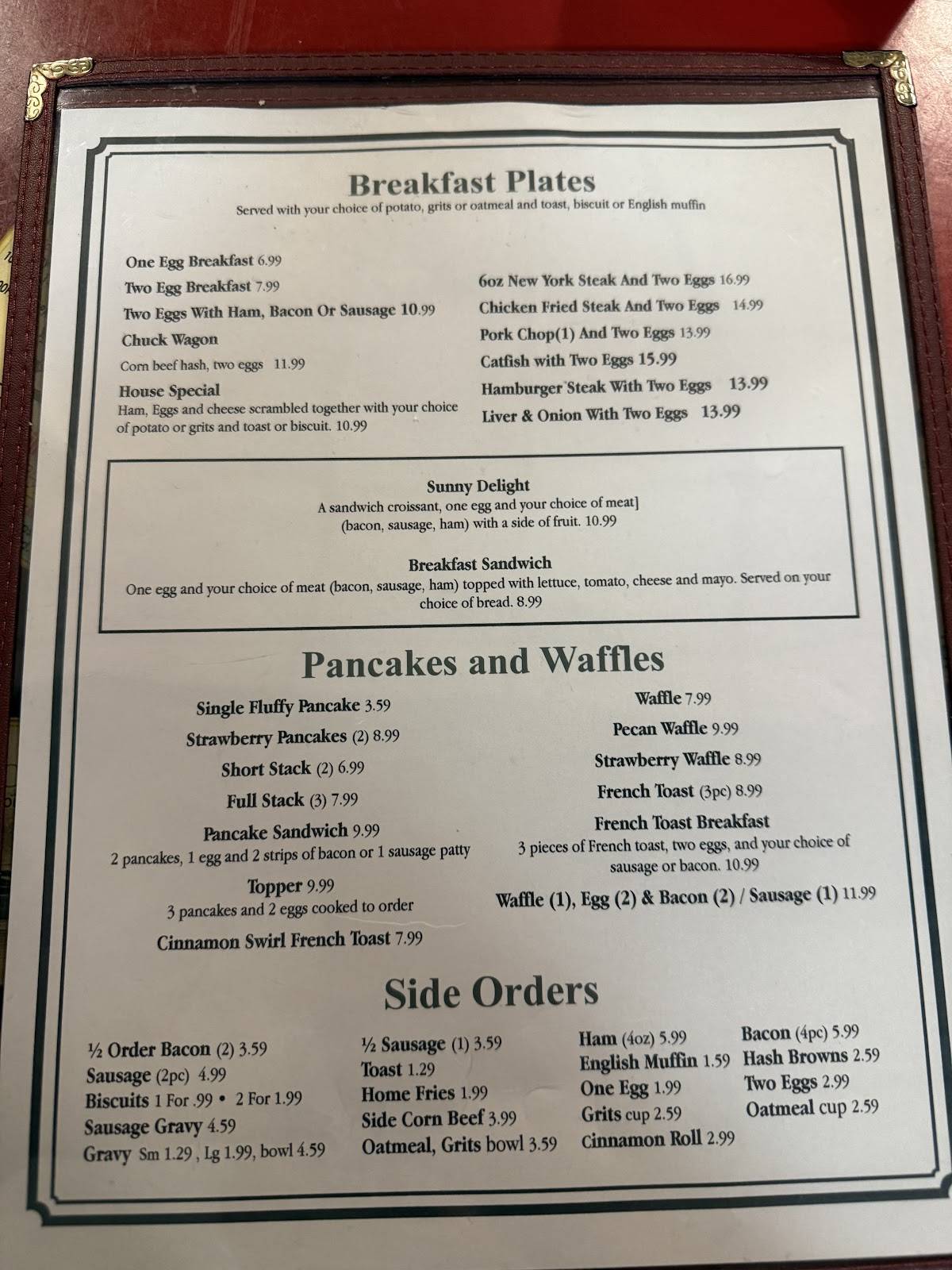 Menu at Henderson's Family Restaurant, Killeen