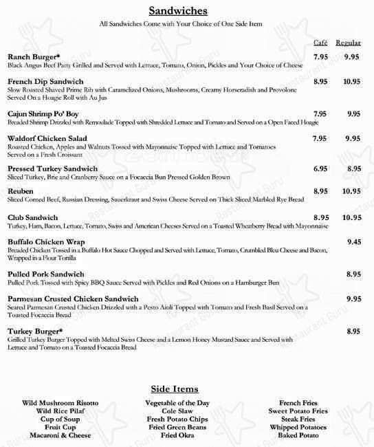 Menu at Heritage Ranch & Golf Country Club, Fairview