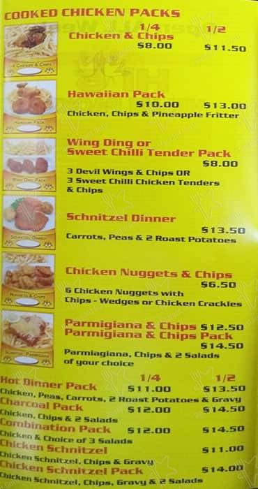 Menu at Hi5 Chicken restaurant, Cranbourne West
