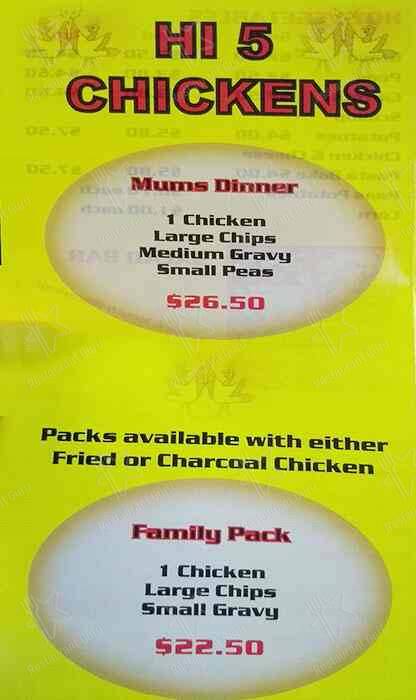 Menu at Hi5 Chicken restaurant, Cranbourne West
