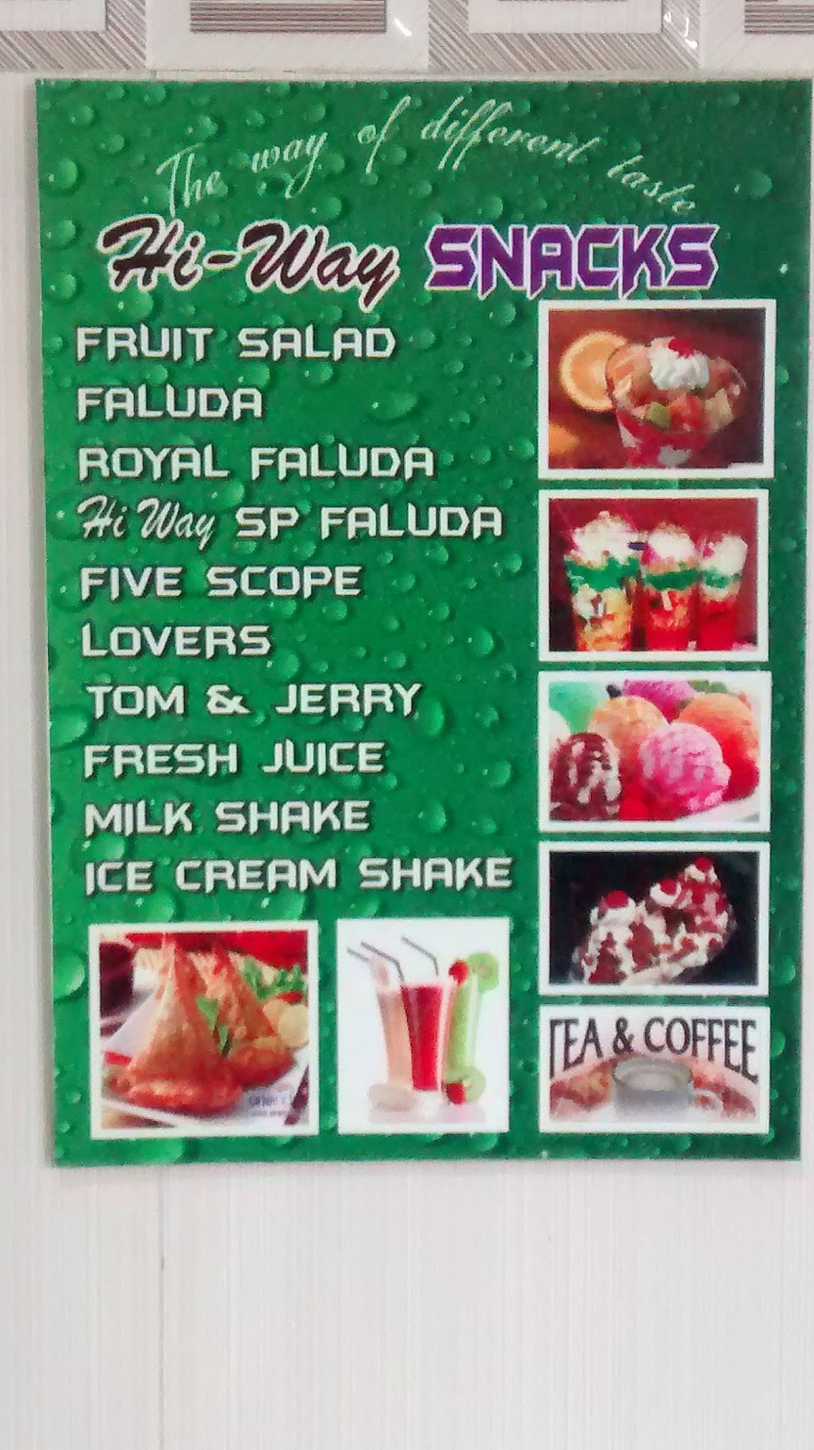 Menu at Hi-Way Snacks, Agaramthen, Kelambakkam - Vandalur Road