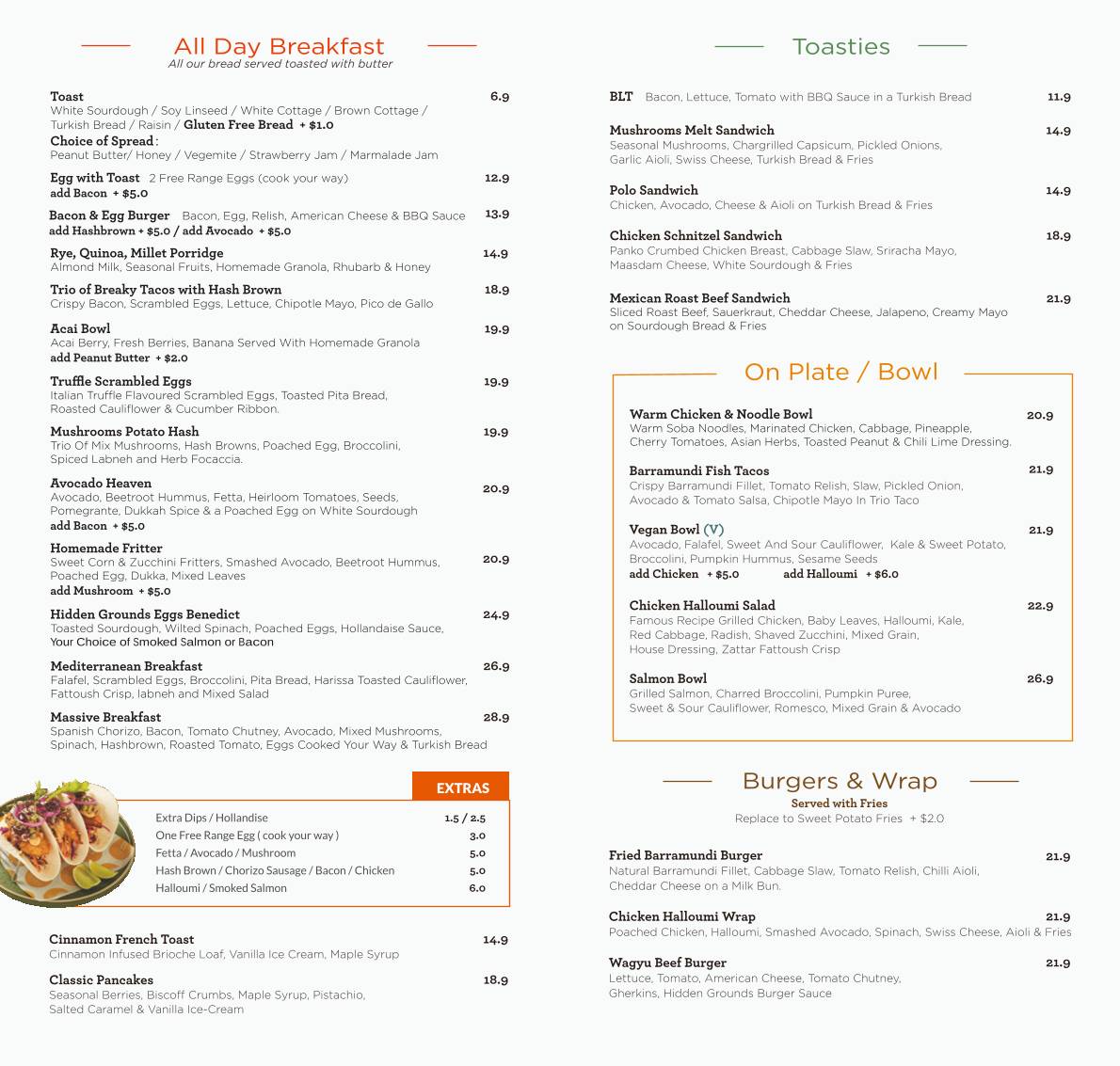Menu at Hidden Grounds Cafe, Miranda, Miranda