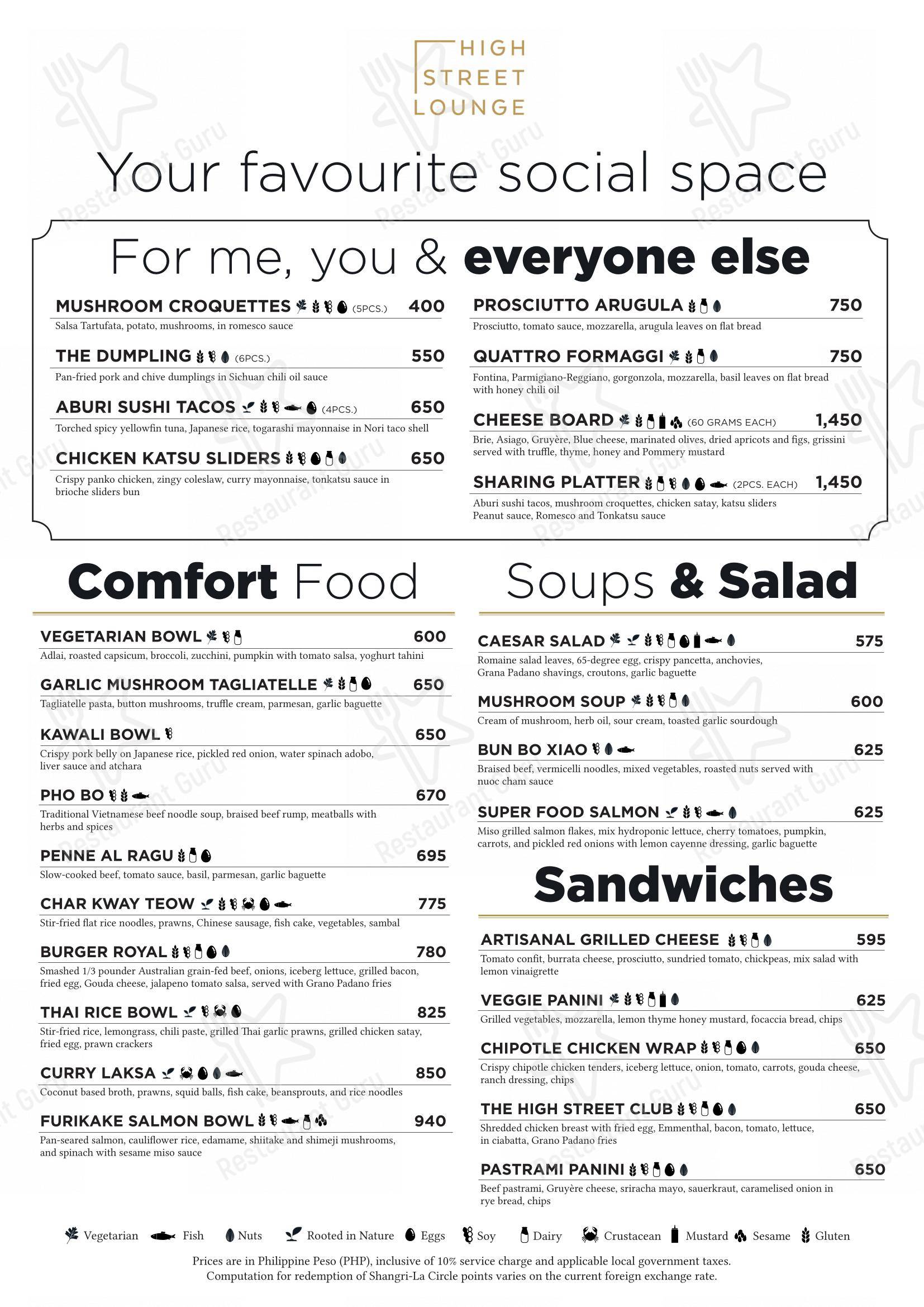 Menu at High Street Cafe, Taguig, 30th Street Corner 5th Avenue