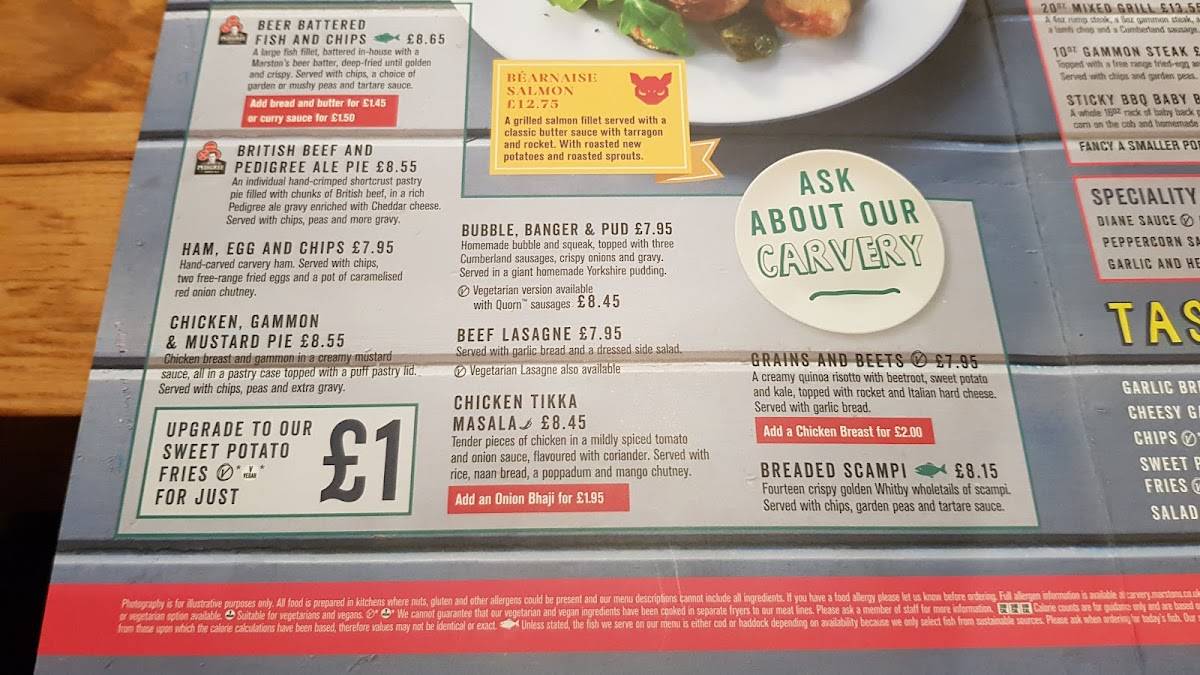 Menu at Spindle & Thread pub & bar, High Wycombe