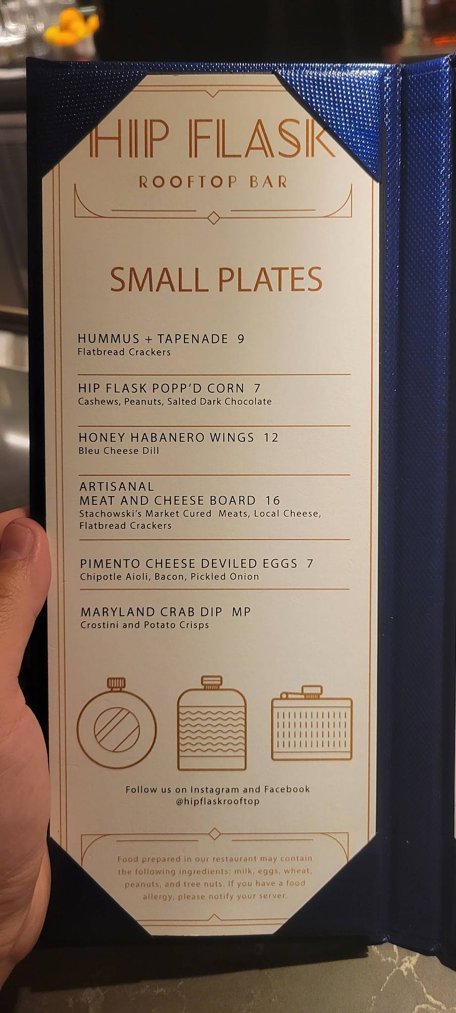 Carta de Hip Flask Rooftop Bar, Bethesda