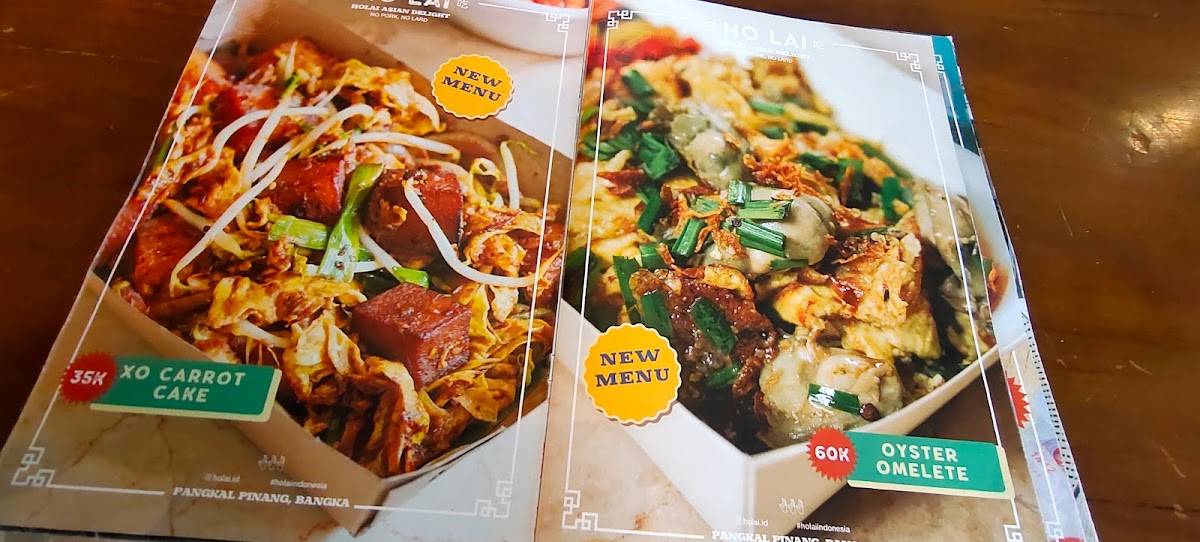 Menu at Ho Lai restaurant, Pangkal Pinang