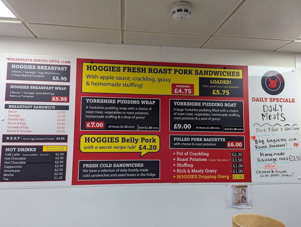 Menu at Hoggies fast food, Rotherham