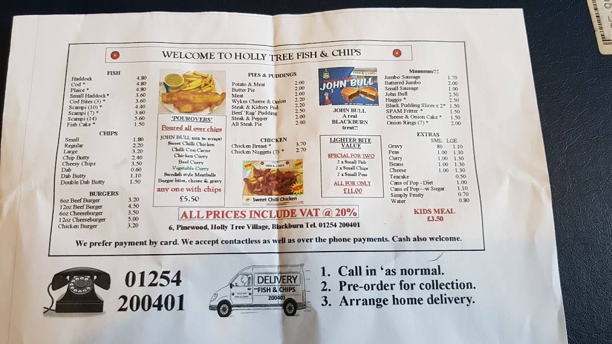 Menu at Holly Tree Fish & Chips fast food, Blackburn