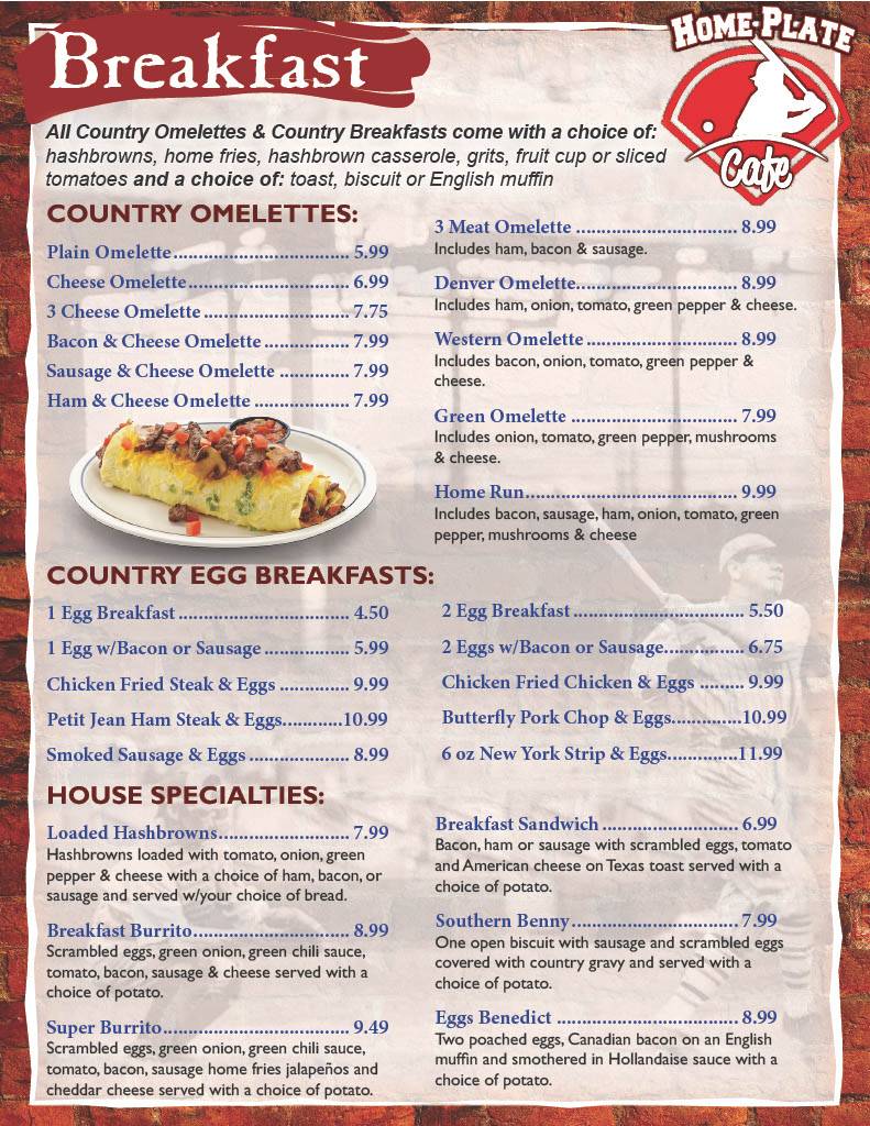 Menu at Home Plate Cafe & Bakery, Hot Springs Village