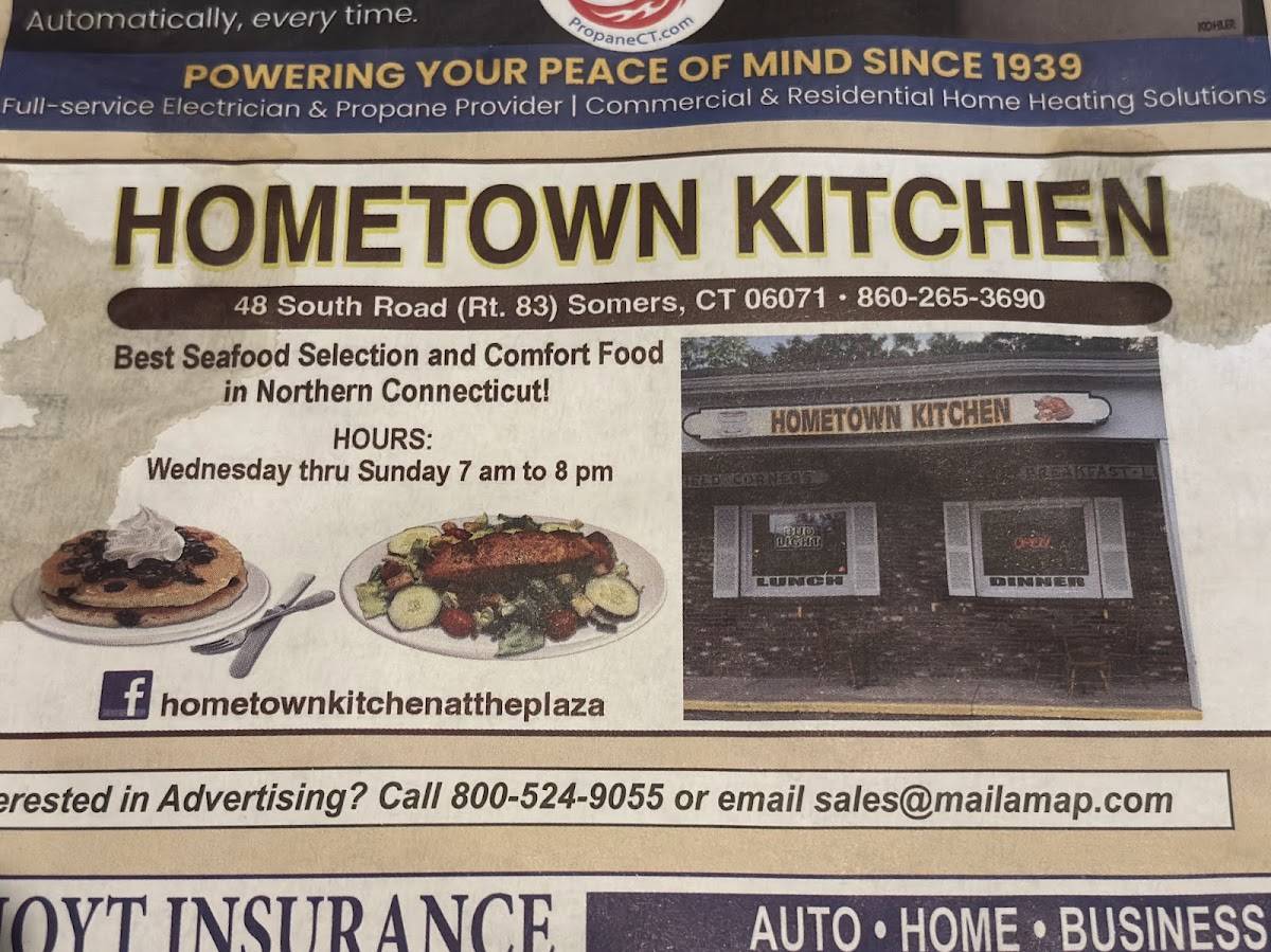 Menu at Hometown Kitchen restaurant, Somers