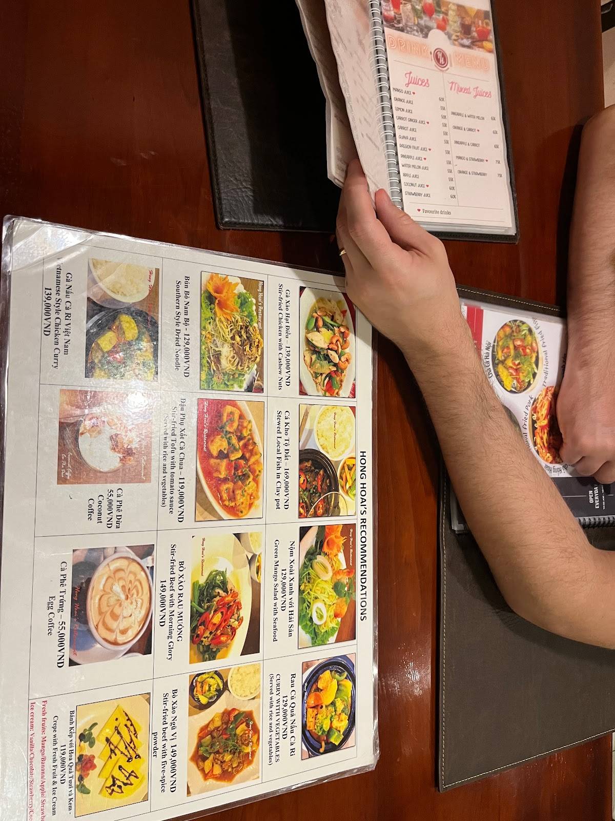 Menu at Hong Hoai's Restaurant, Hanoi