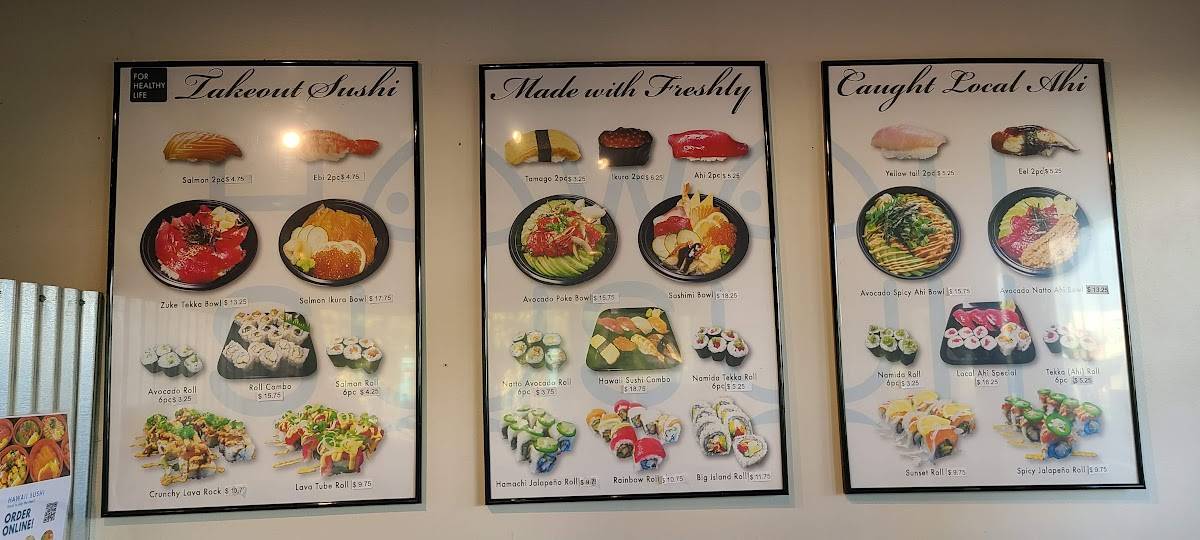 Menu at Hawaii Sushi restaurant, Honolulu, Monsarrat Ave Ste 1