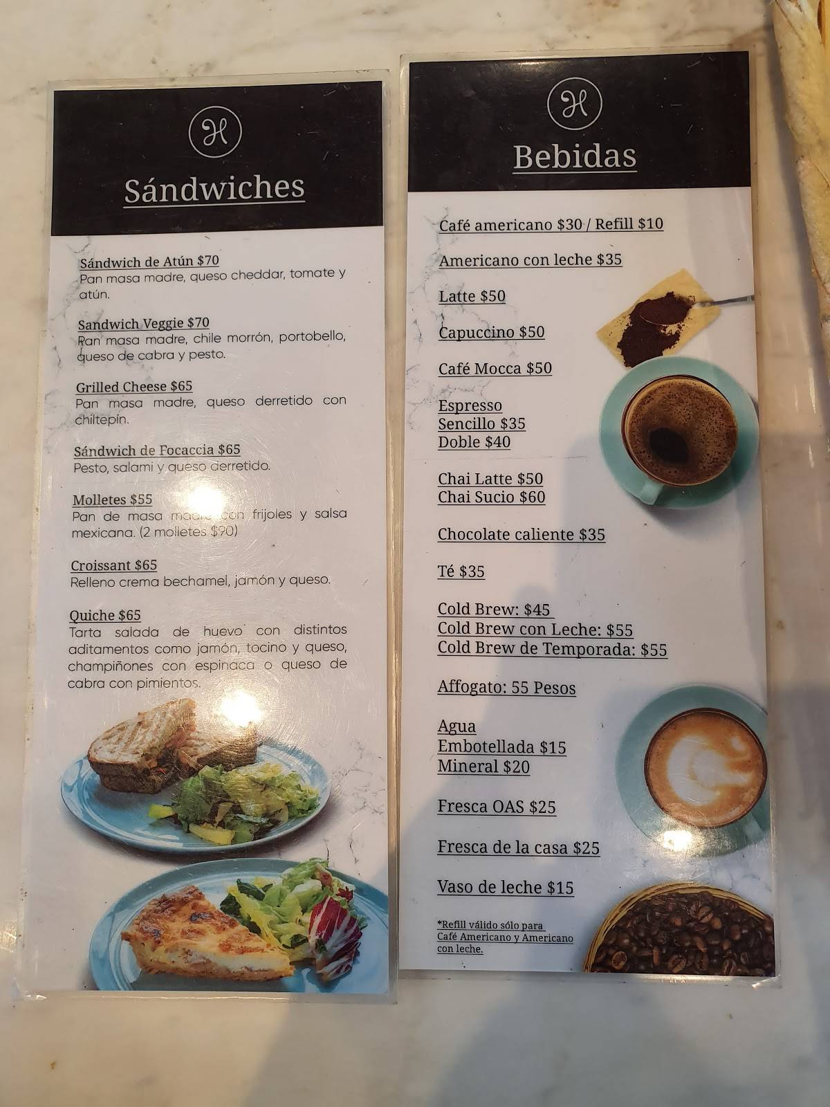 Carta de Honoré Panadería, Hermosillo