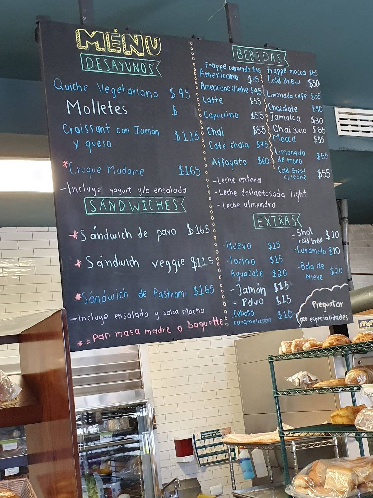 Carta de Honoré Panadería, Hermosillo
