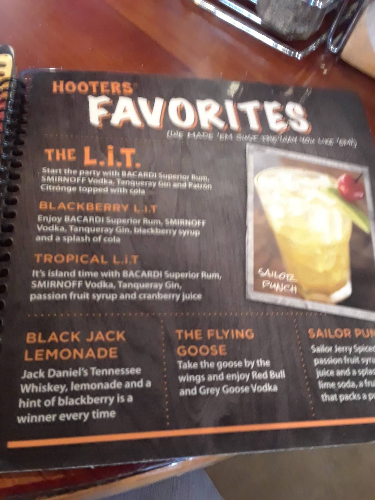 Menu at Hooters pub & bar, Fresno, N Blackstone Ave