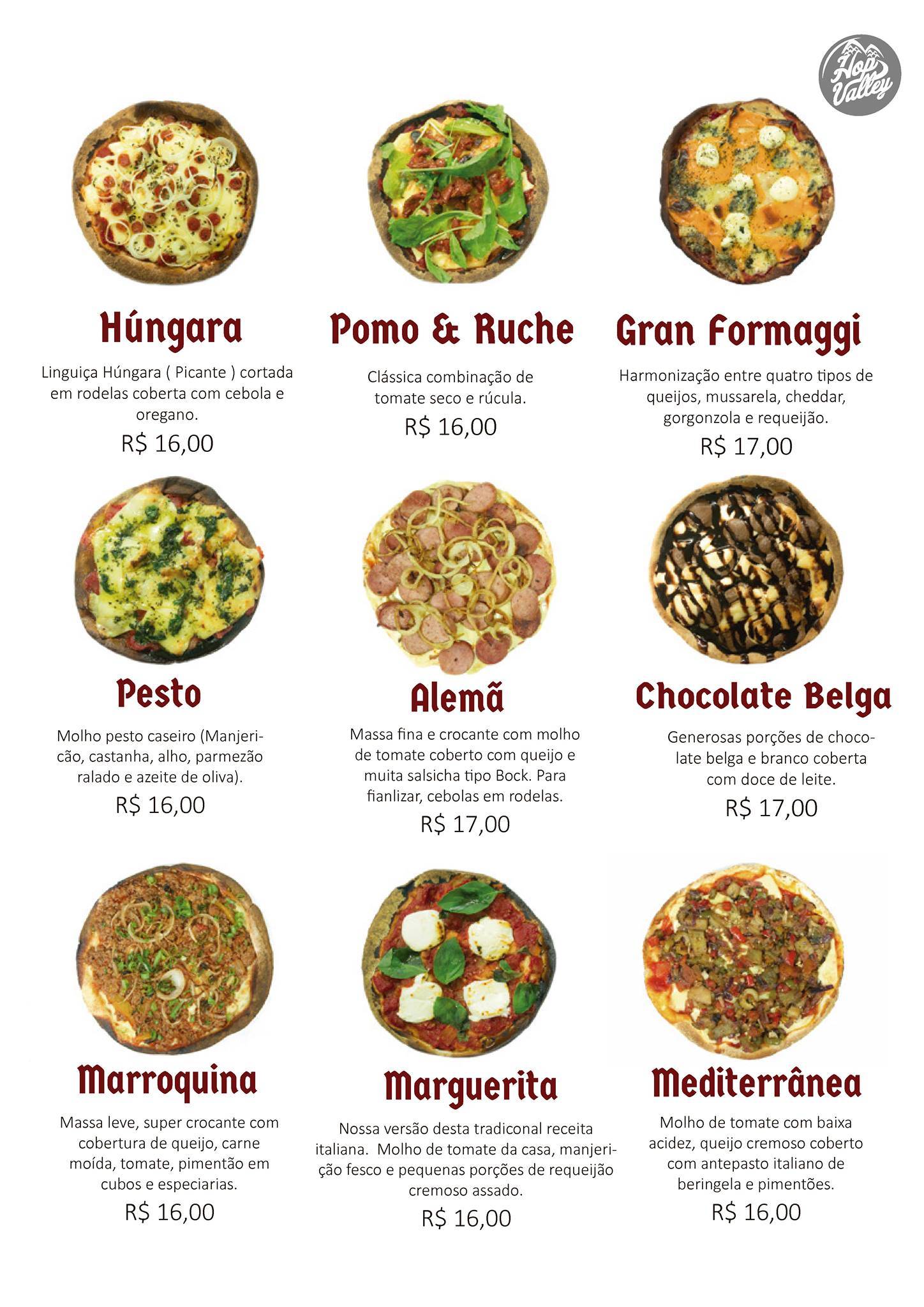 Carta del restaurante Hop Valley, Joaçaba