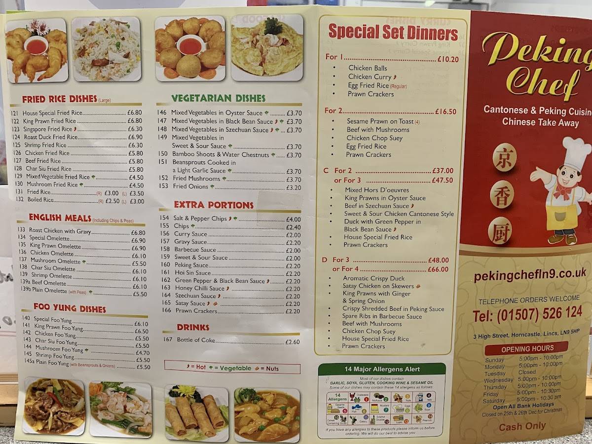 Menu at Peking Chef restaurant, Horncastle