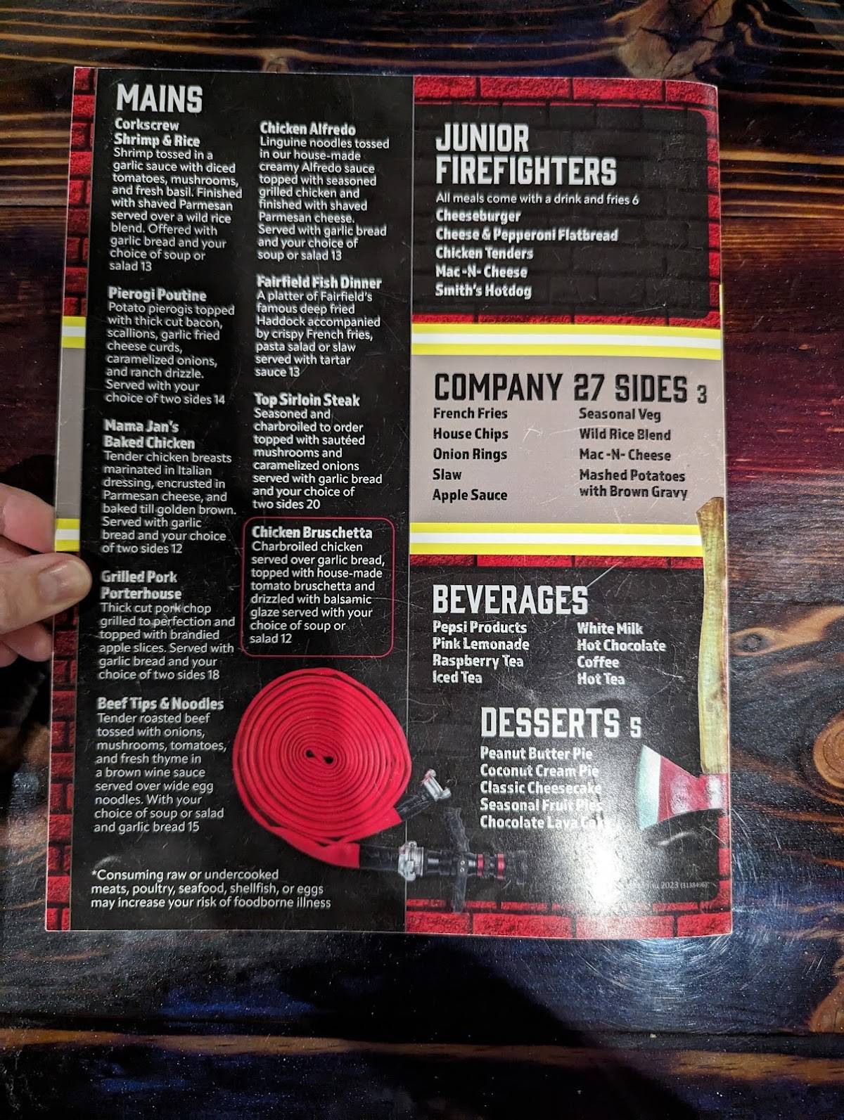 Menu at Hose Company 27 pub & bar, Erie