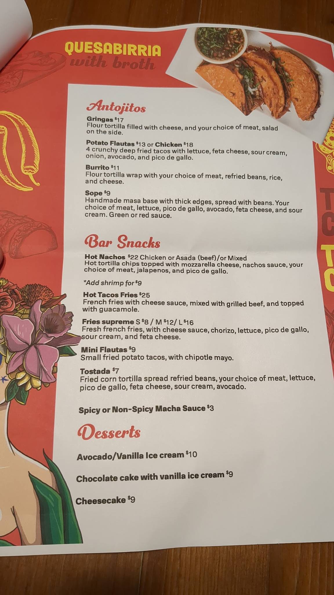 Menu at Hot Tacos Restaurant - Windsor, Windsor