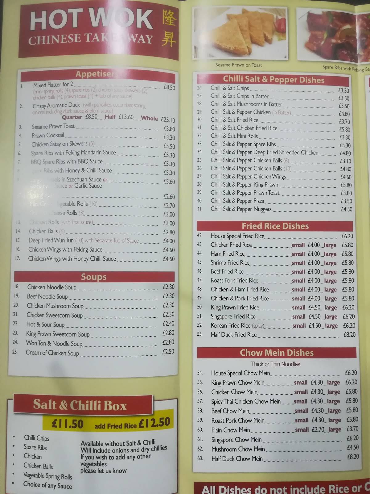 Menu at Hot Wok Coatbridge Chinese Take Away, Coatbridge