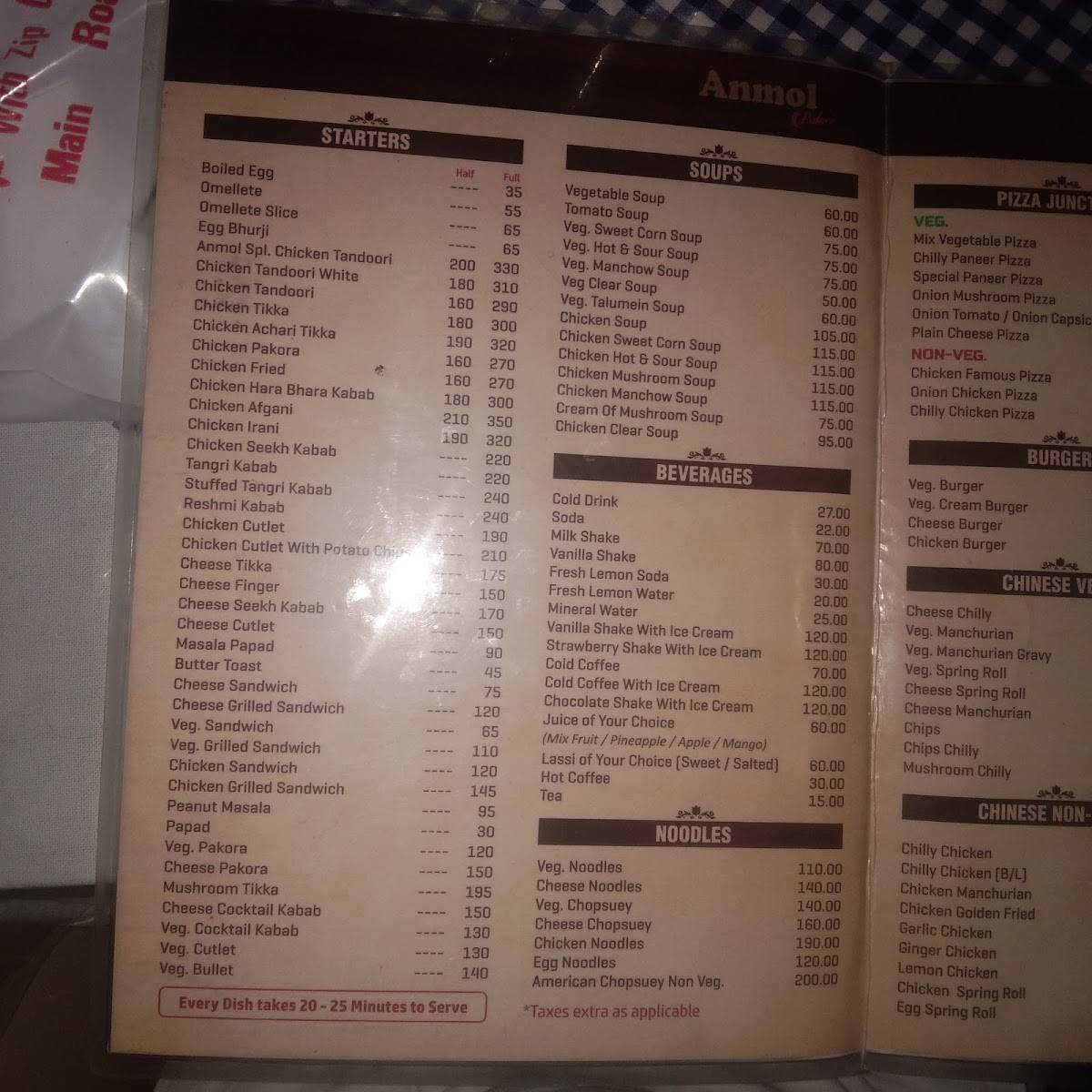 Menu at Hotel Anmol Palace, Banga Rural