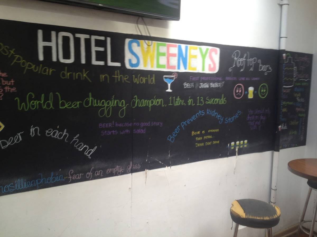 Menu at Hotel Sweeney's pub & bar, Sydney, 236 Clarence St