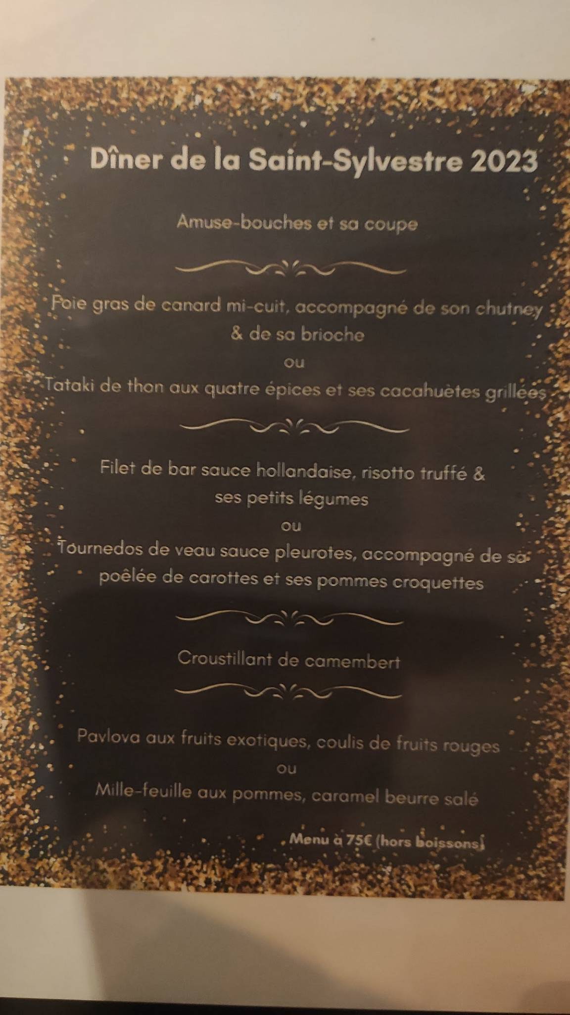 Menu au Hôtel et restaurant des Pins, Jullouville