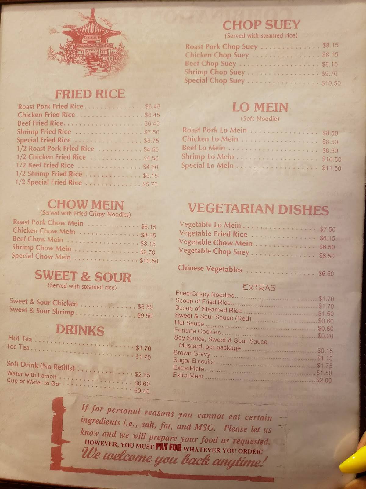 Menu at House of Lee Restaurant, Dumas