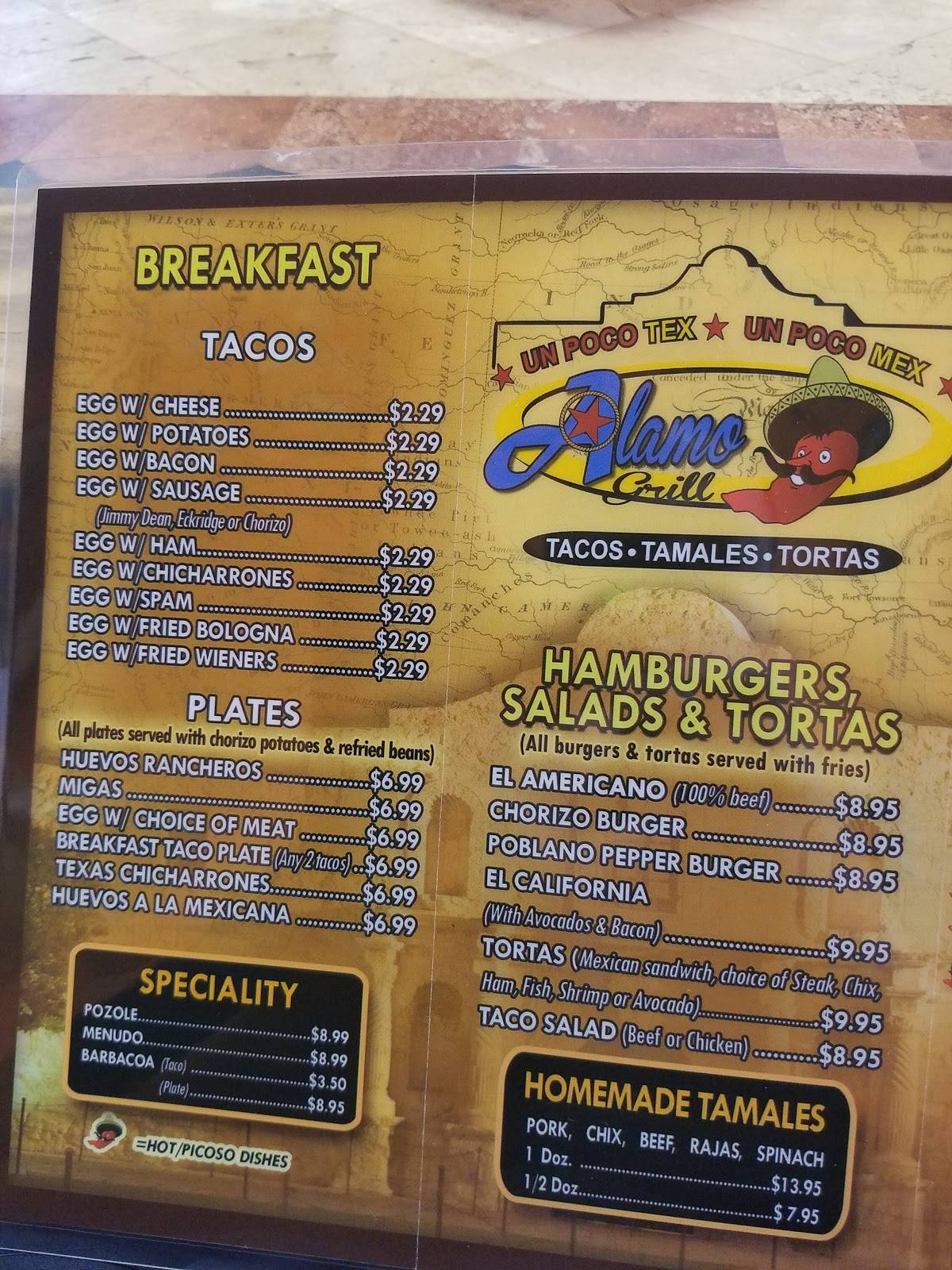 Carta del restaurante Alamo Grill, Houston