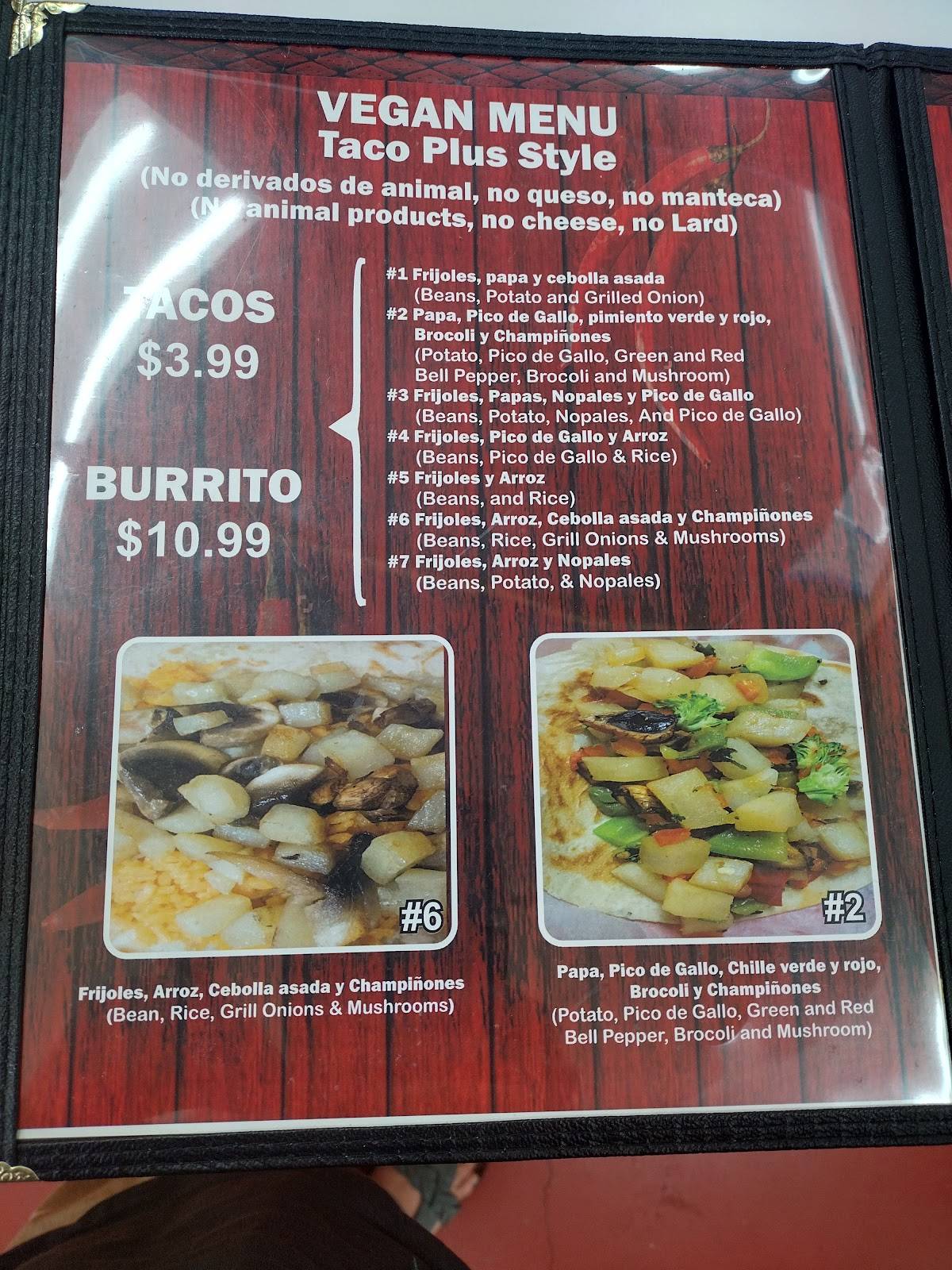 Menu at Taco plus restaurant, Houston