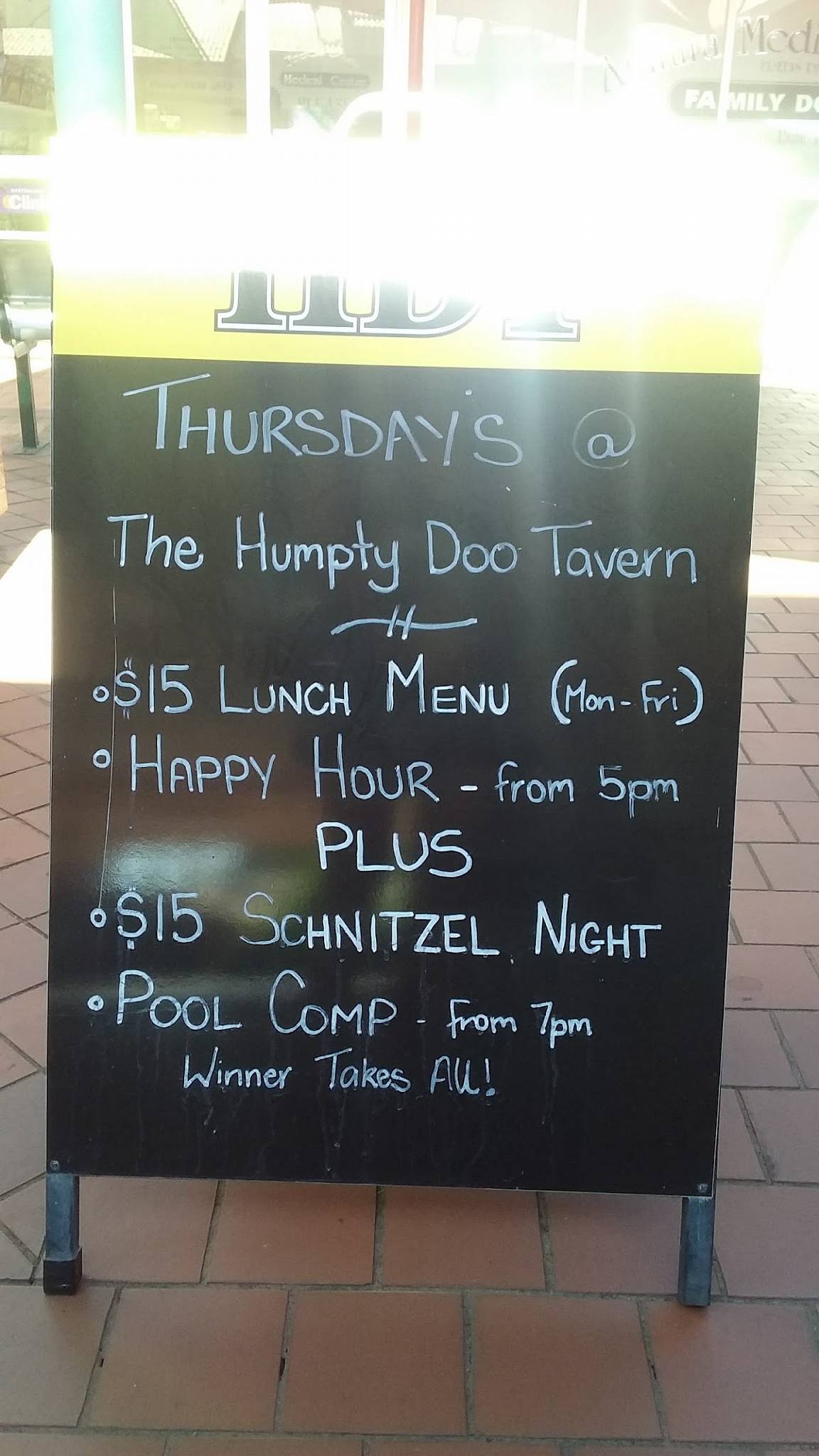 Menu at Humpty Doo Tavern restaurant, Humpty Doo