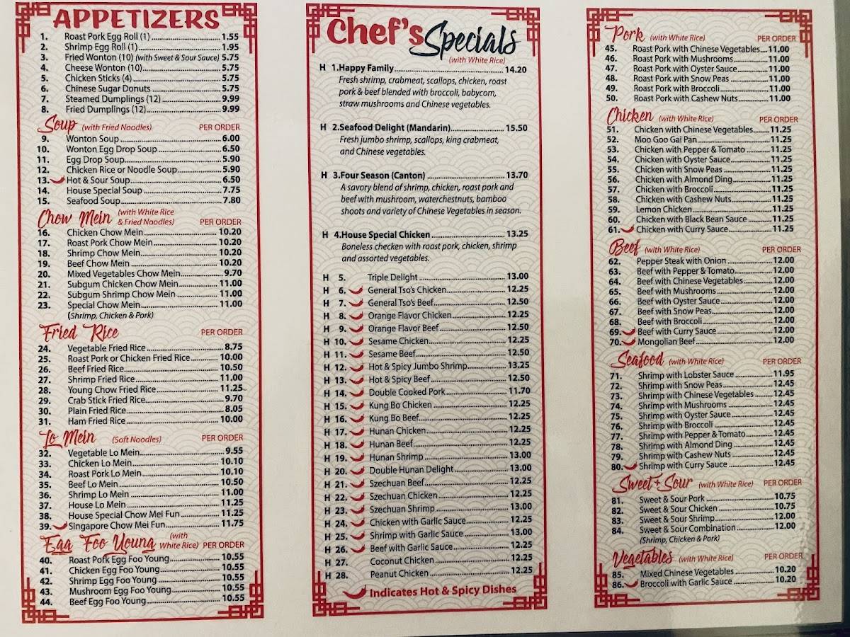 Menu at Hunan Spring Buffet restaurant, Fergus Falls