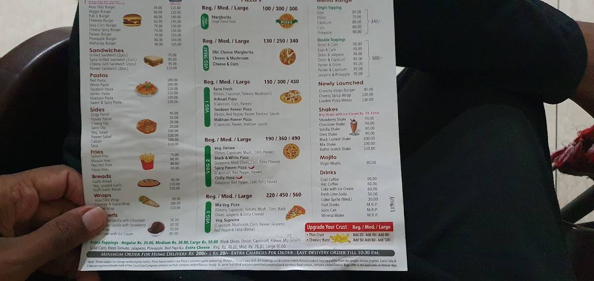 Menu at Hungry Point, Malerkotla