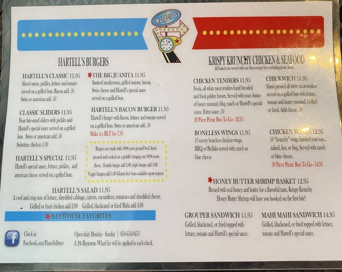 Menu at Hunter’s Chicken and Burgers restaurant, Miramar Beach