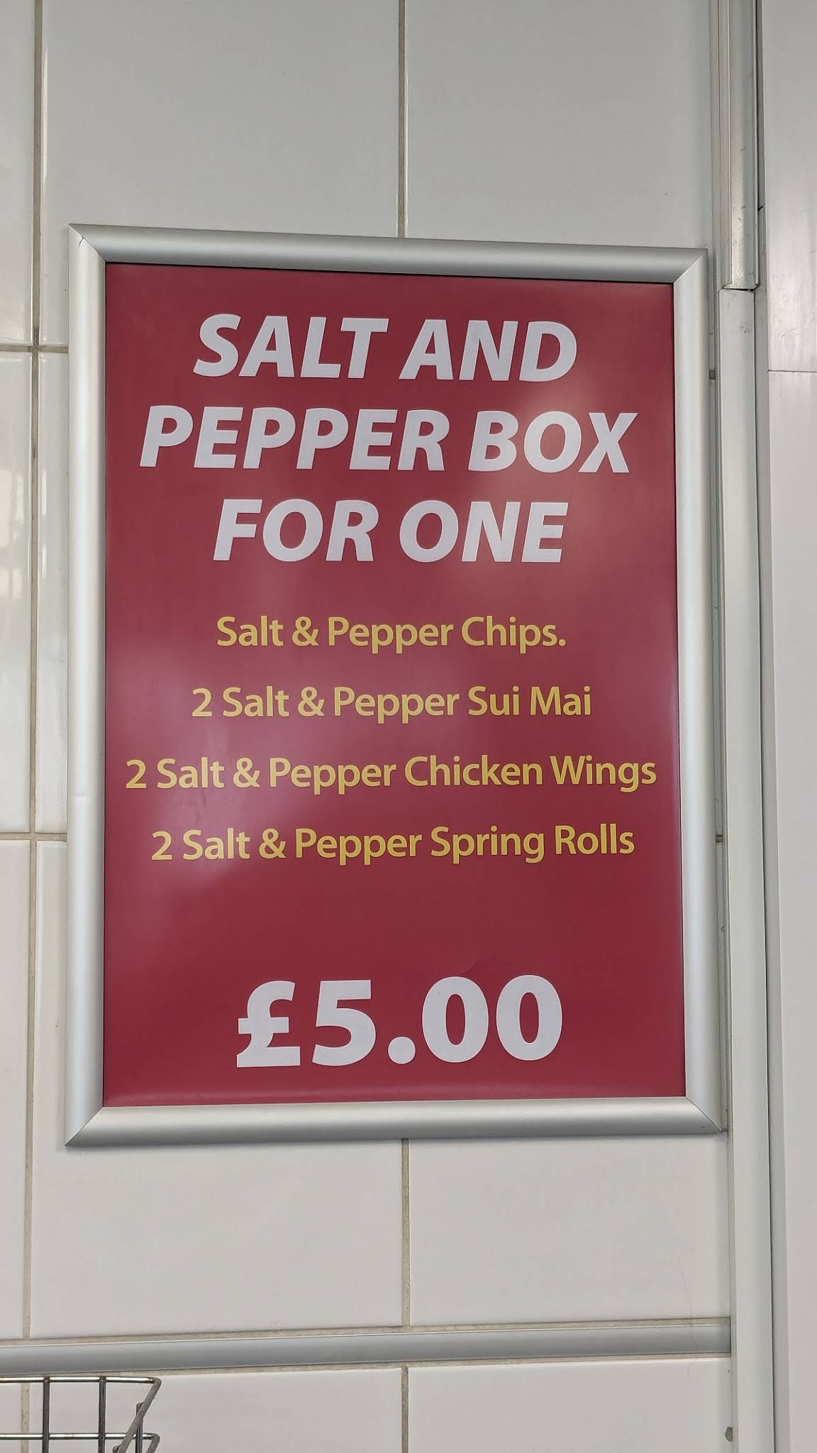 Menu at Hunts Cross Supper Bar, Liverpool