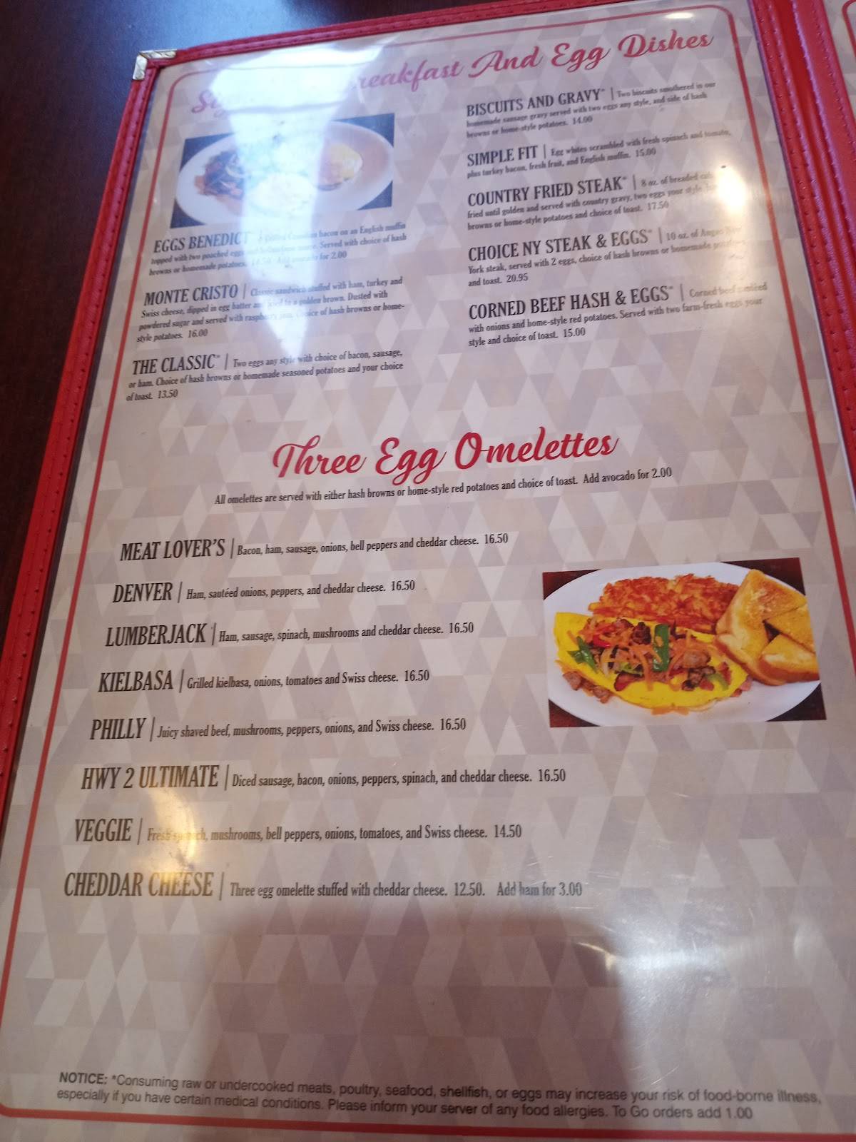 Menu at Hwy 2 Fusion Diner restaurant, Monroe, US-2
