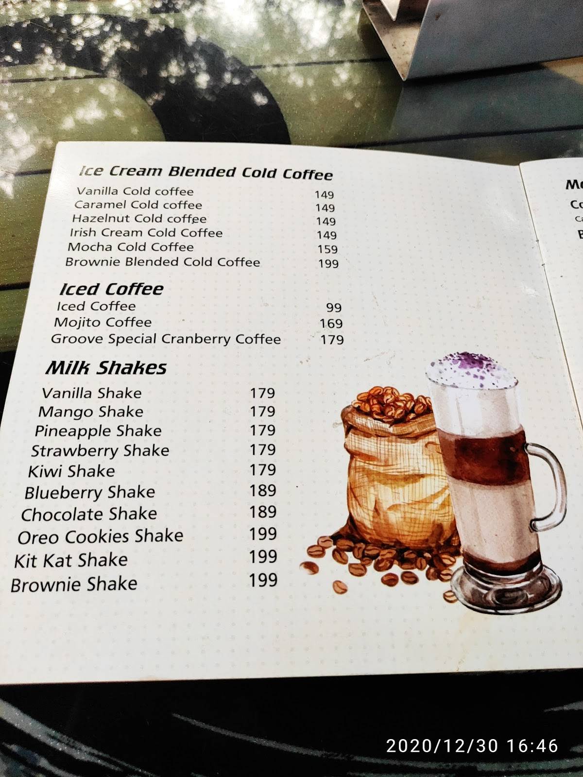 Menu at Groove 9, Hyderabad