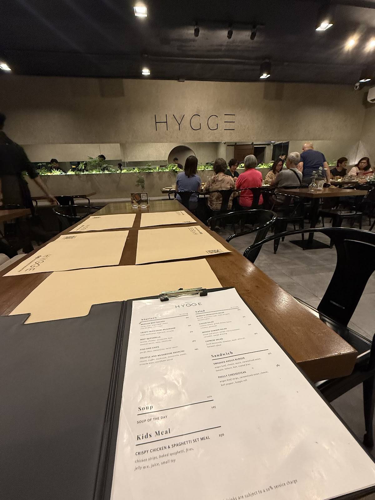 Menu at Hygge Restaurant, San Pedro