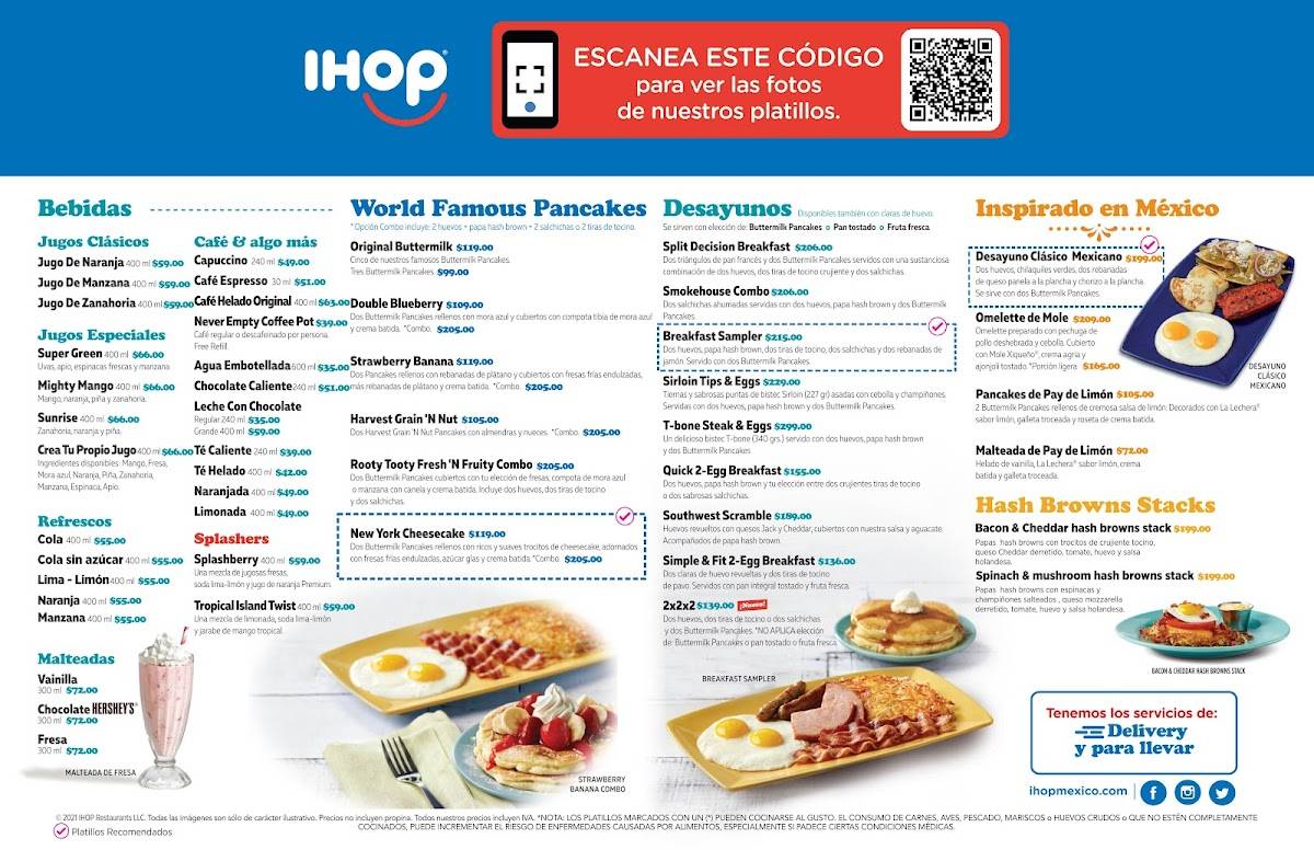 Carta del restaurante IHOP, Villahermosa