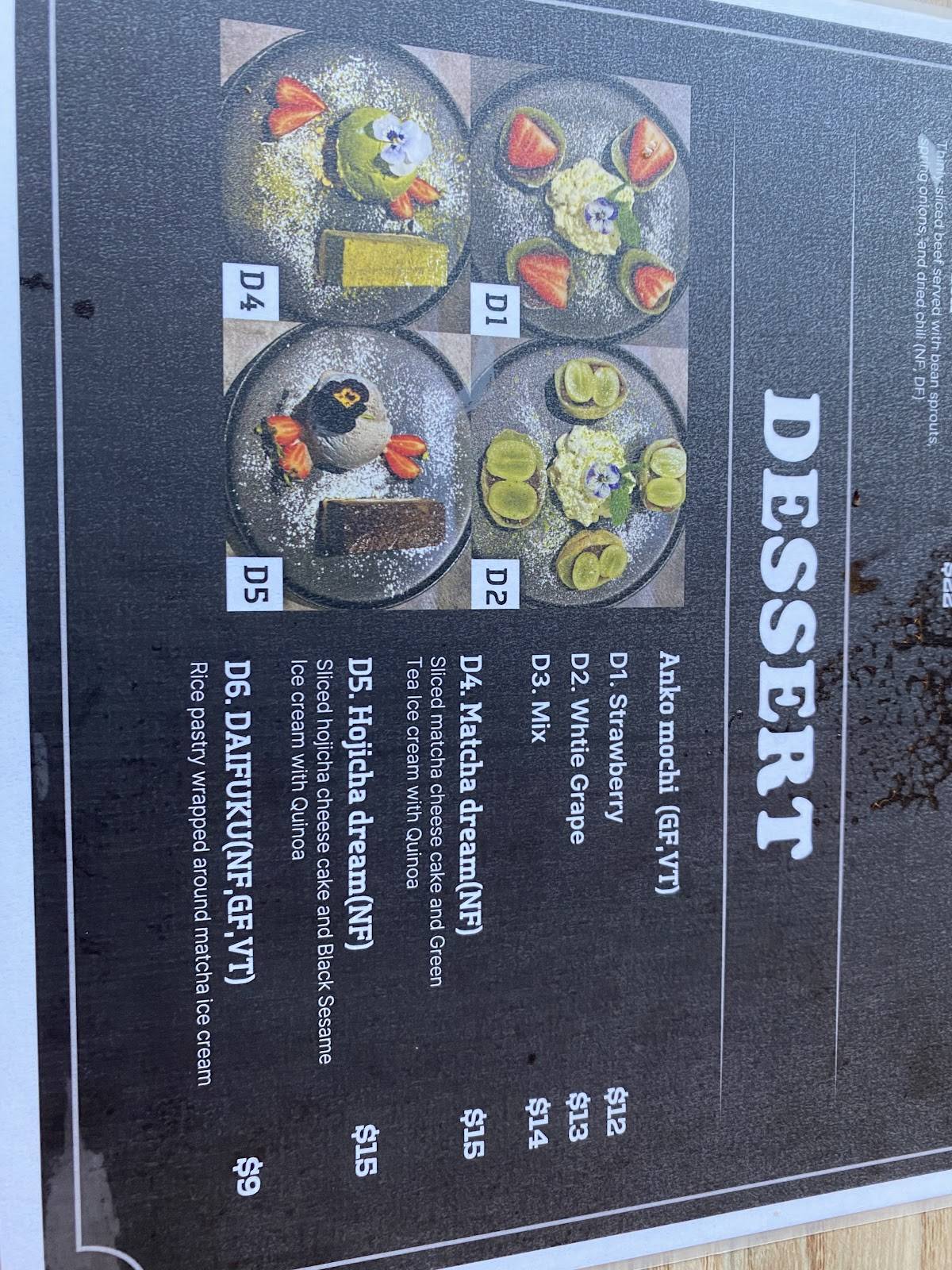 Menu at IKKO Canberra restaurant, Belconnen