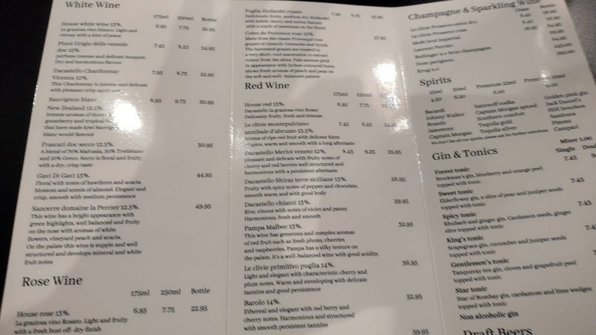 Menu at IL FIORE restaurant, Chepstow