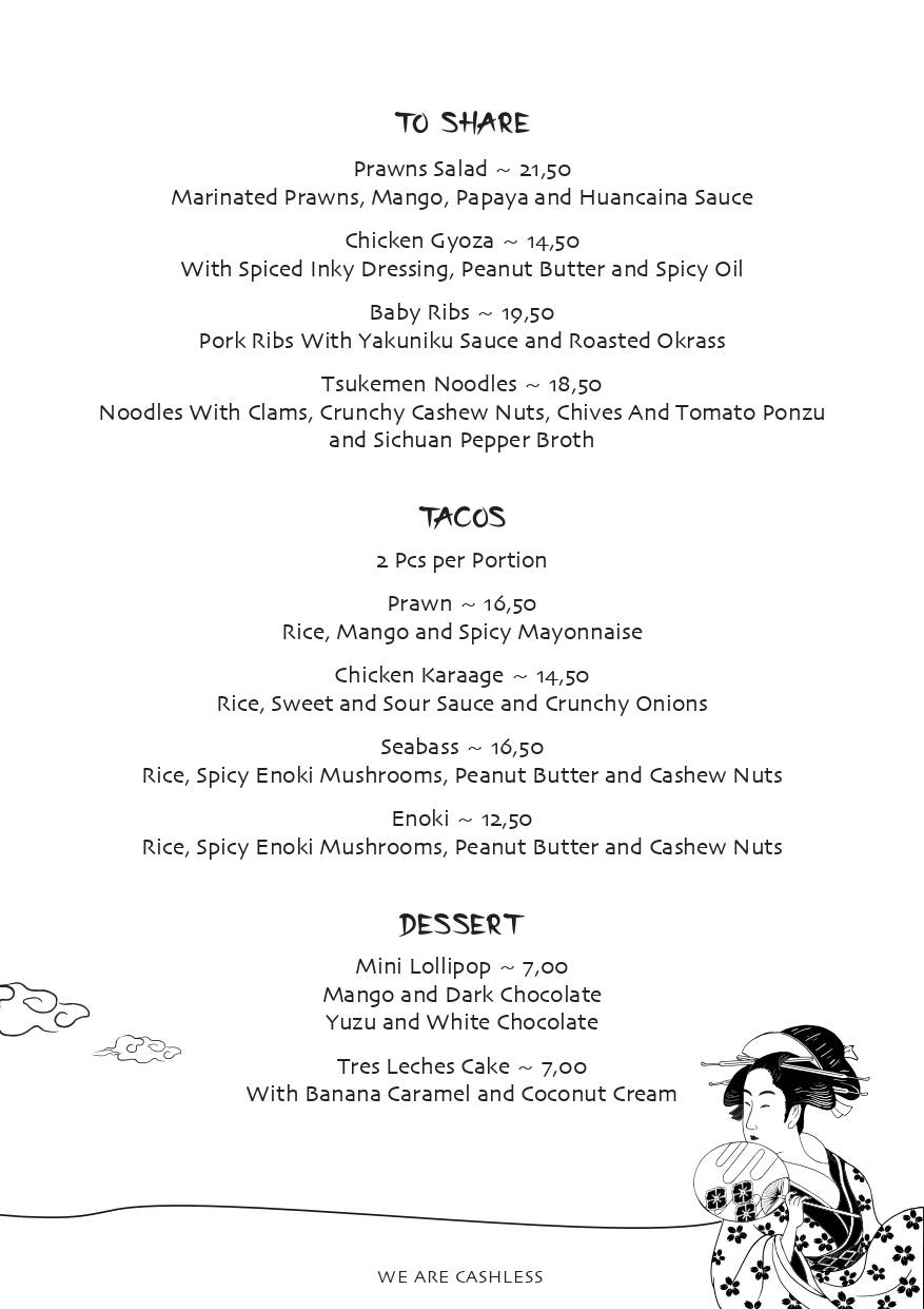 Menu da ISSEI Rooftop pub & bar, Milano