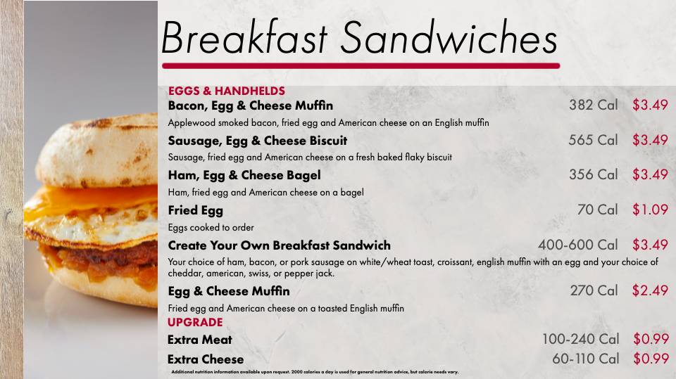 Menu at IU Health Bloomington Breakaway Café cafeteria, Bloomington