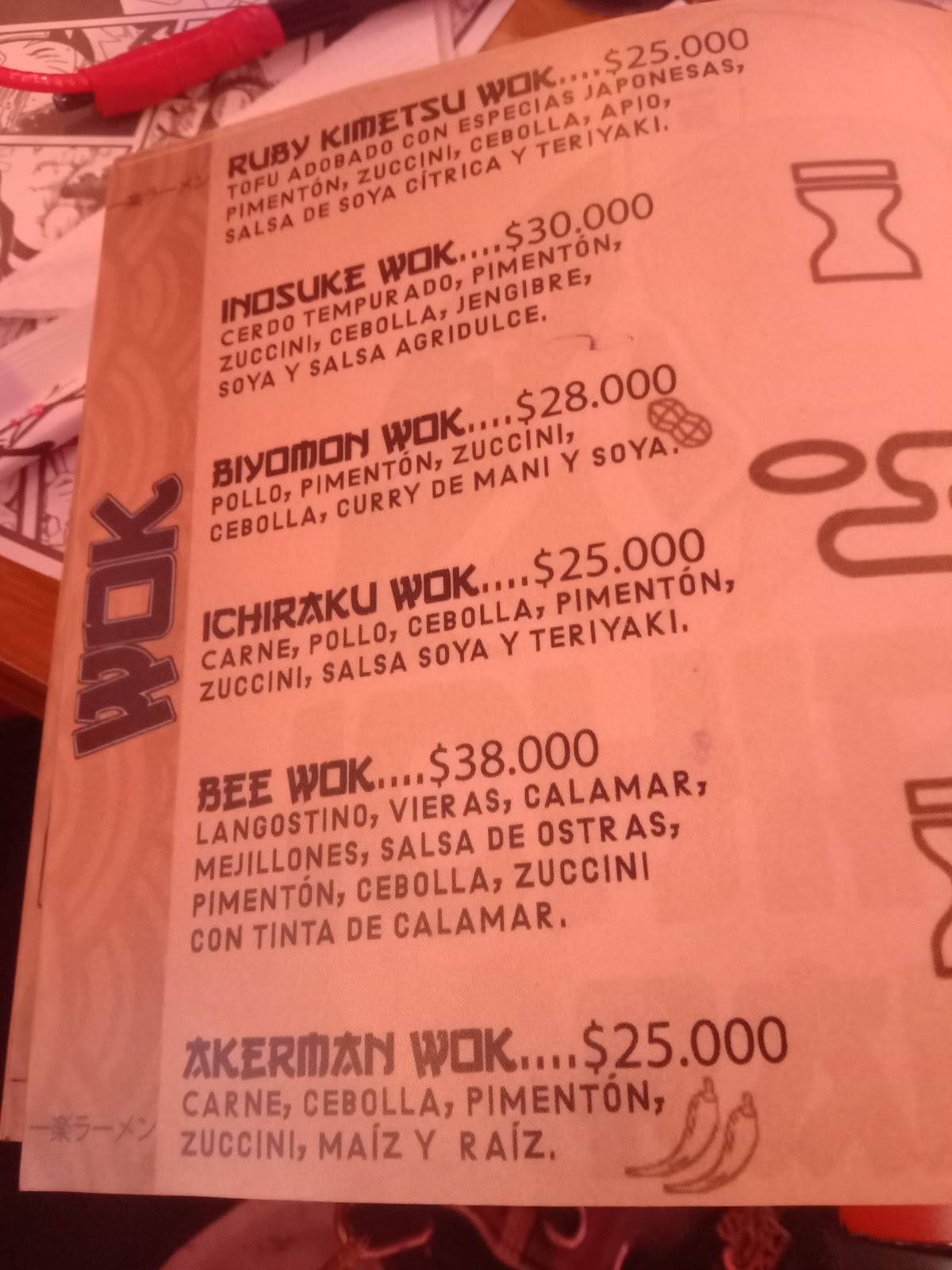 Carta del restaurante Ichiraku Ramen Bogotá Norte, Bogotá