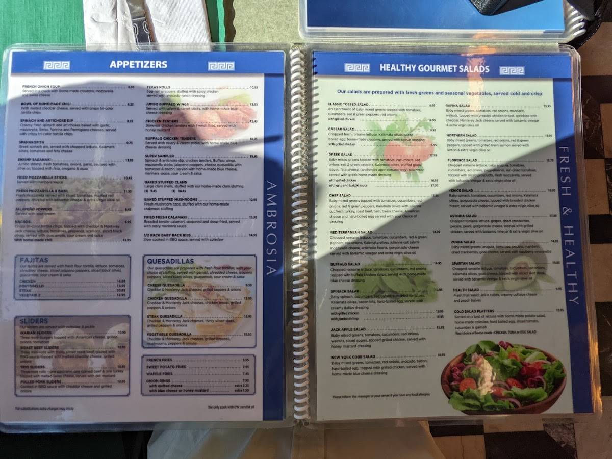 Menu at Ikaros Diner restaurant, New Windsor