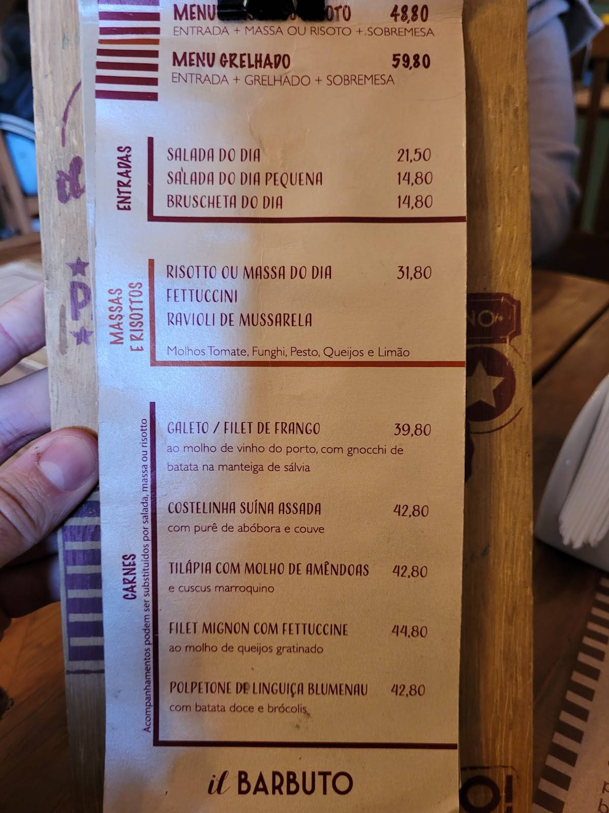 Menu em Il Barbuto Alameda, Curitiba